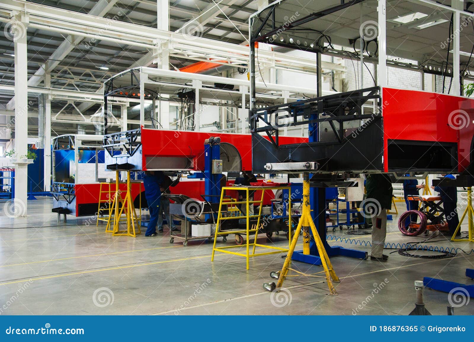 Bus production manufacture stock image. Image of transportation - 186876365