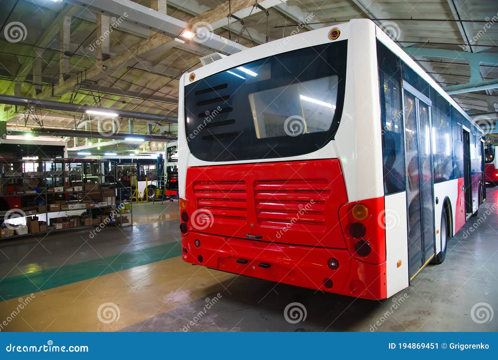 Bus production manufacture stock image. Image of workers - 194869451