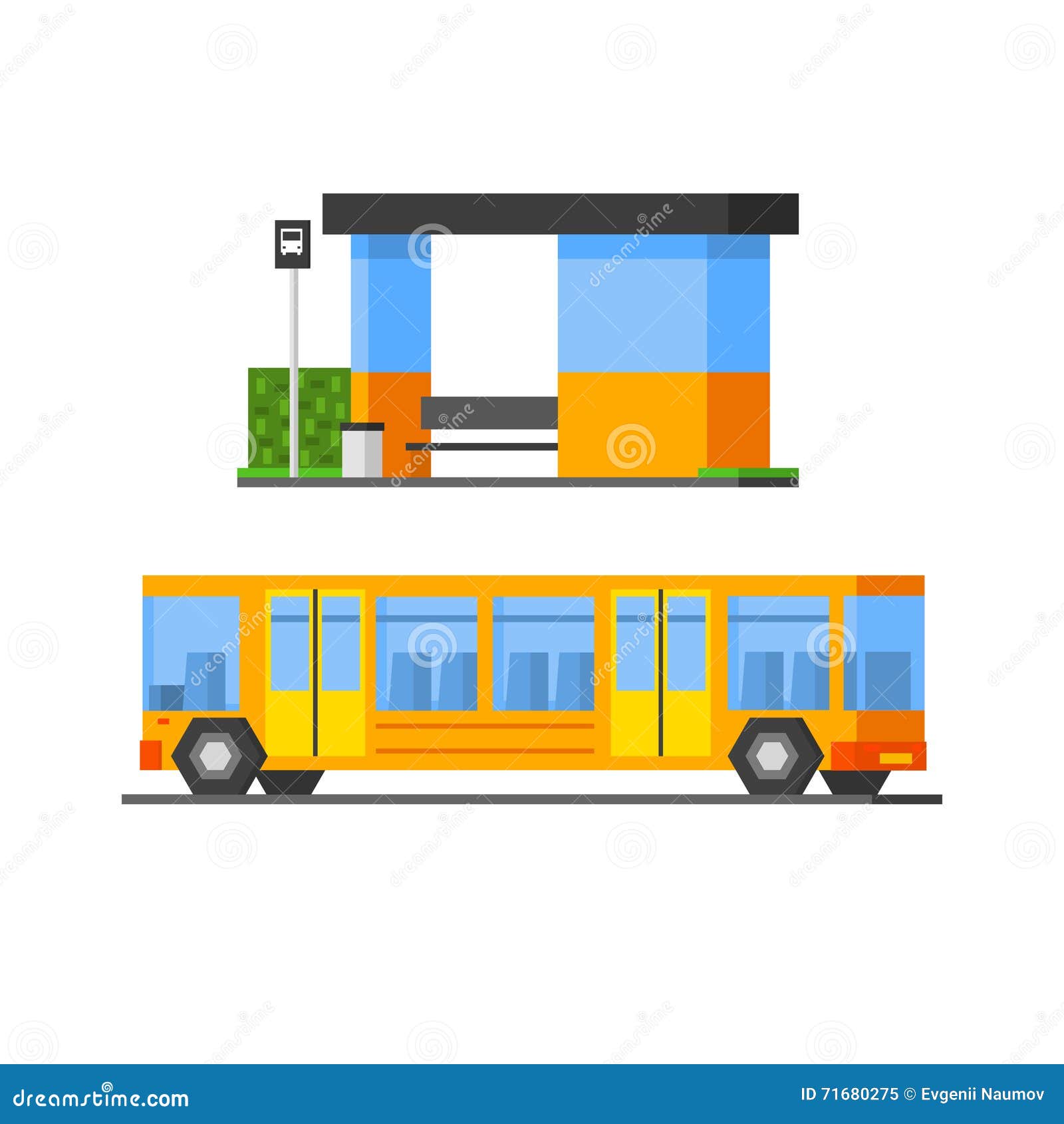 Bus and Public, Station stock vector. Illustration of town - 71680275