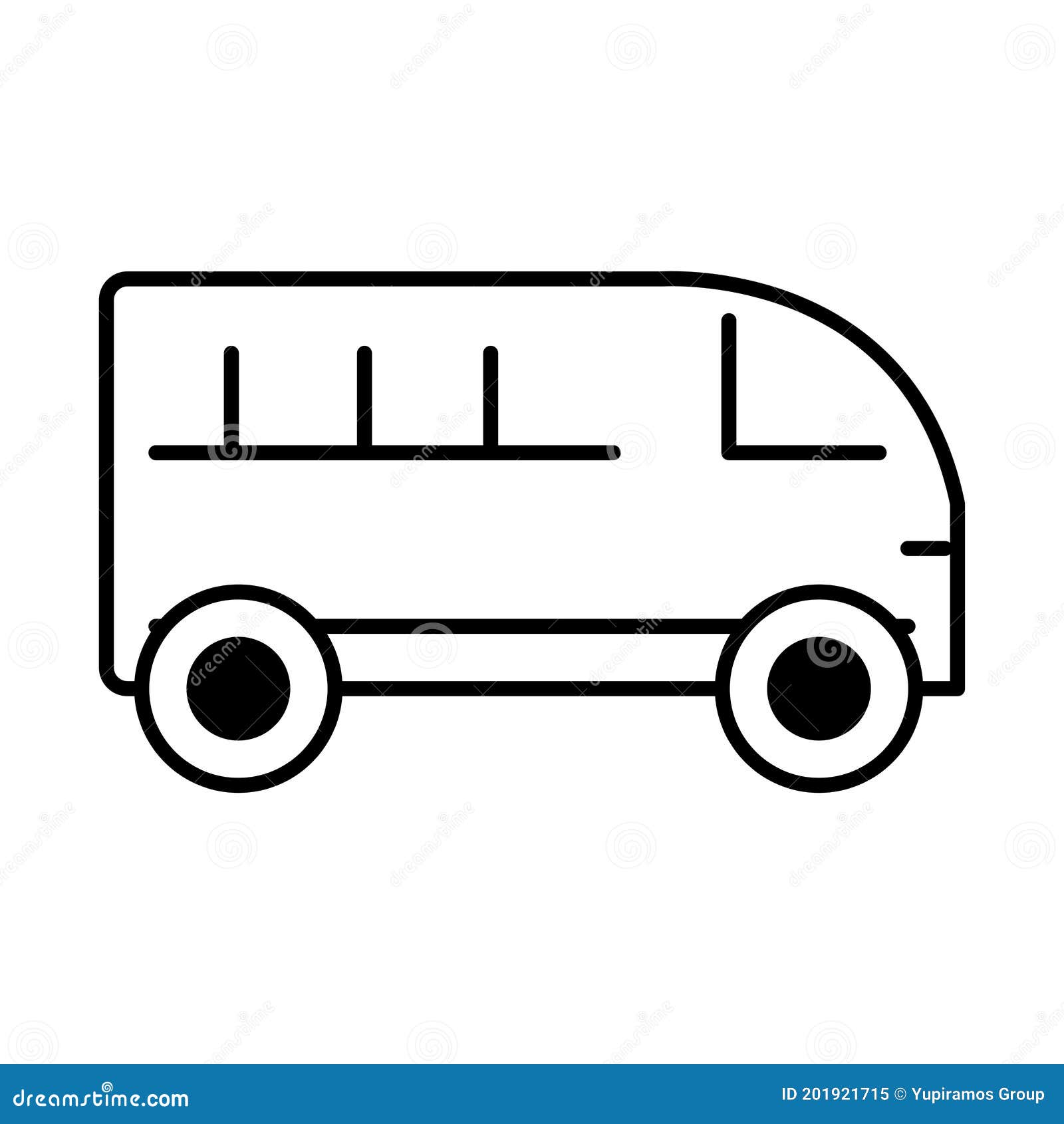 Bus Public Transport, Side View Line Icon Isolated on White Background ...