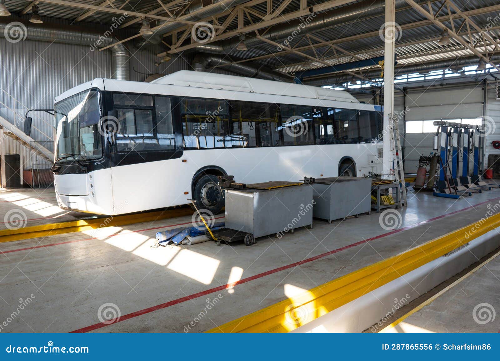 Bus repair in car service stock photo. Image of station - 287865556