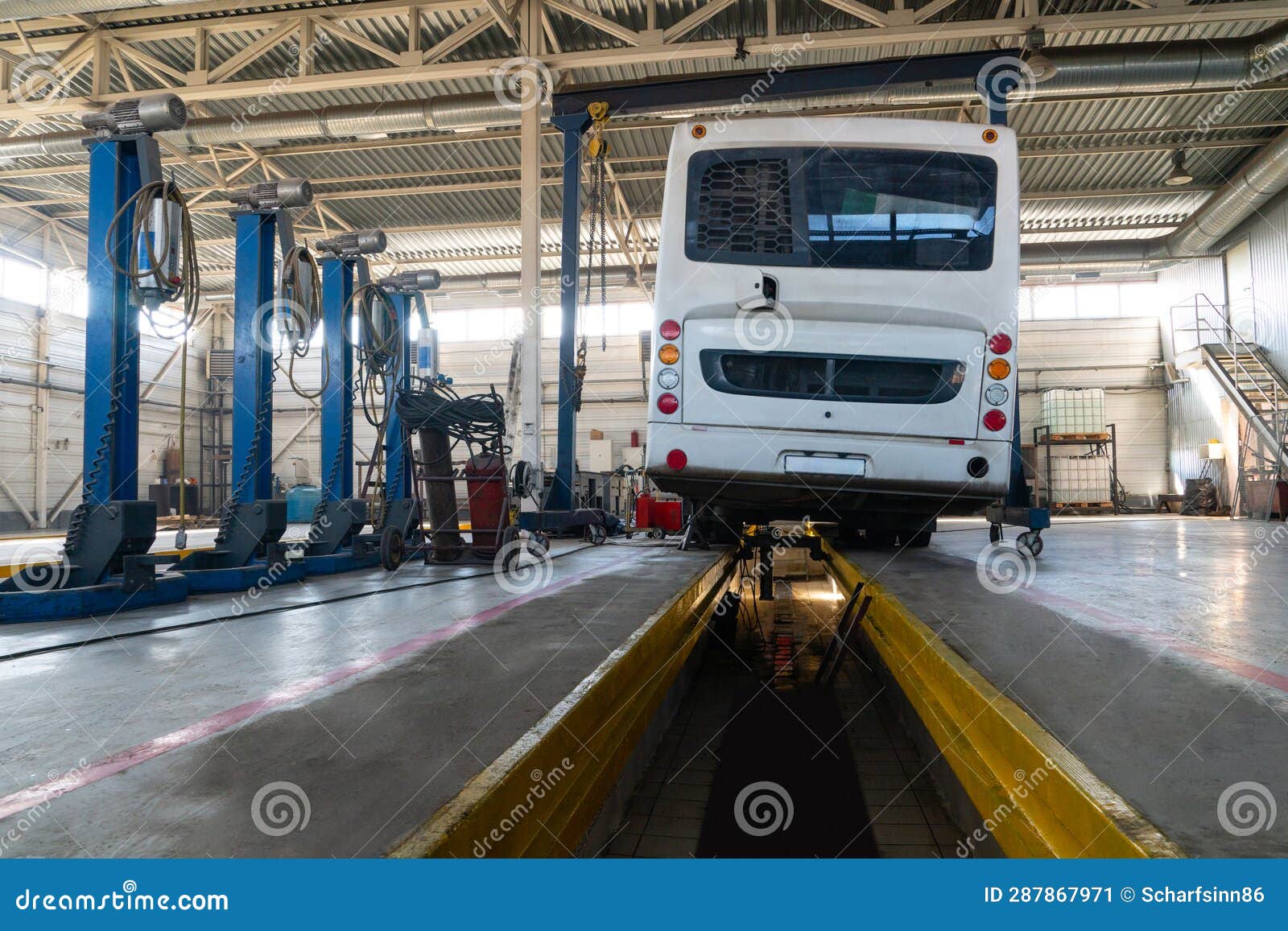 Bus repair in car service stock image. Image of industrial - 287867971