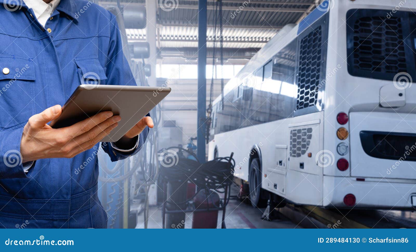 Bus repair in car service stock photo. Image of control - 289484130