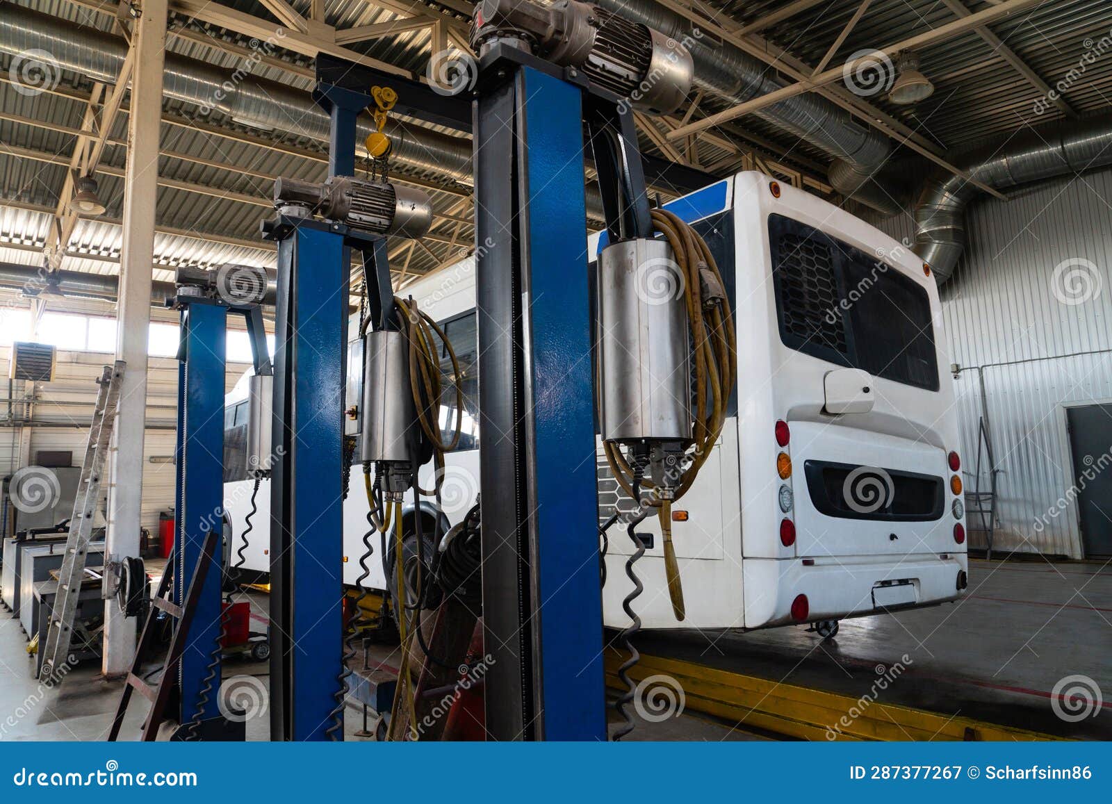 Bus repair in service. stock image. Image of work, problem - 287377267