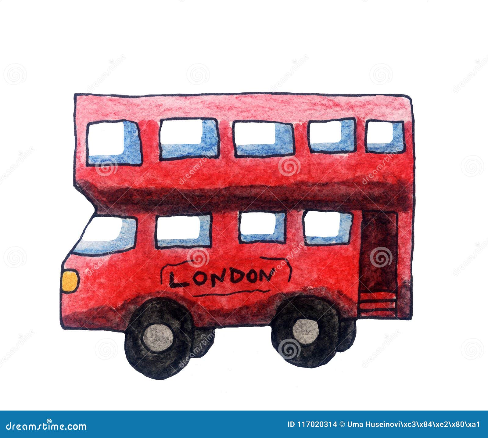 Bus Rosso Di Londra Dell'acquerello Illustrazione di Stock ...