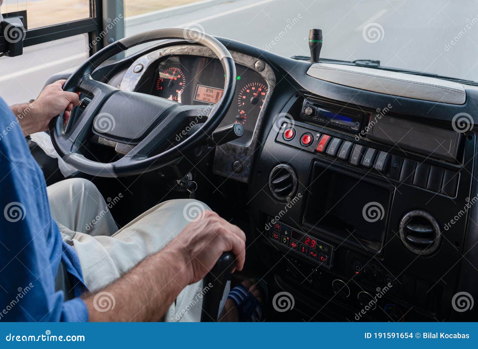Bus`s Dashboard with the Driver Stock Photo - Image of speed, coach ...