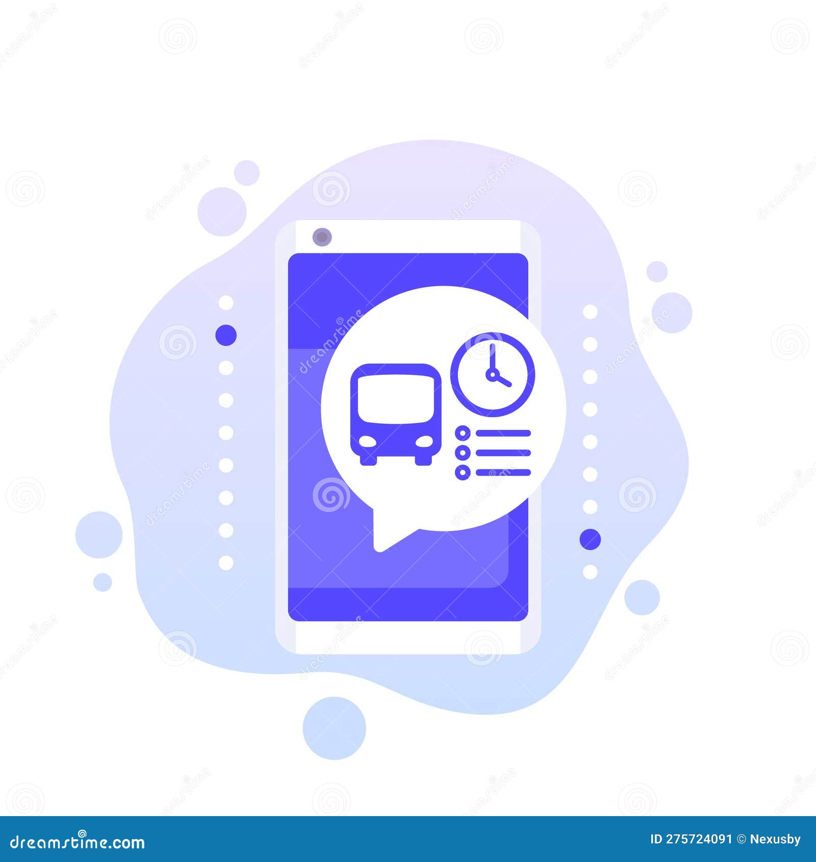 Bus Schedule App Vector Icon with a Phone Stock Vector - Illustration ...