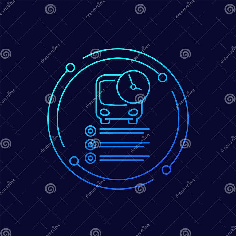 Bus Schedule or Timetable Icon, Linear Design Stock Vector ...