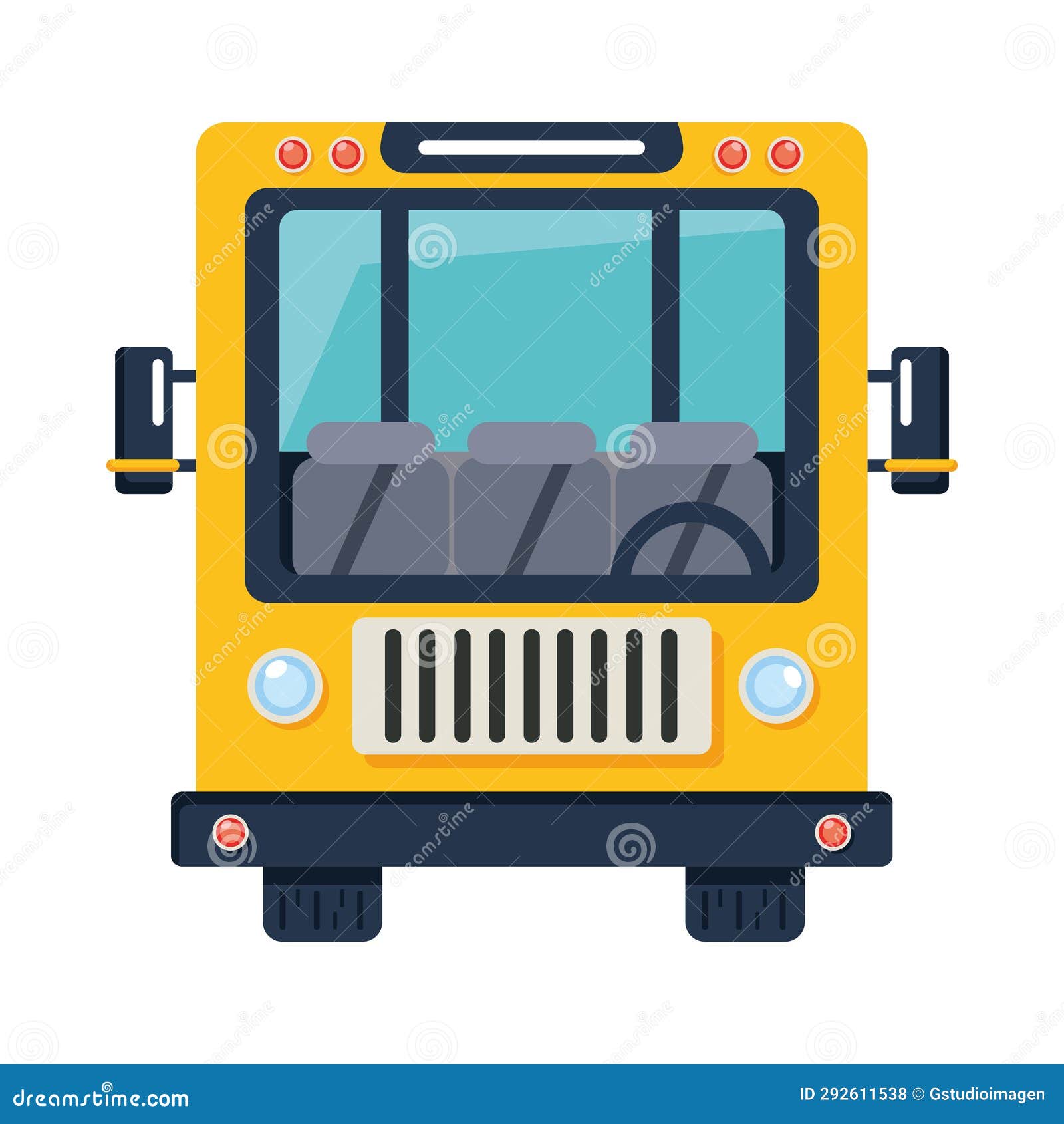 School Bus Front View Icon. School Transport Bus For Students. Vector ...