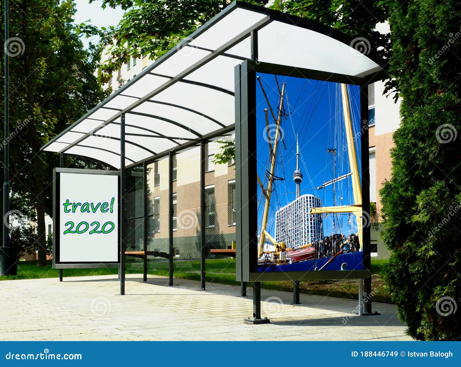 Bus Shelter. Background for Mockup. Sample Poster Ad and Billboard ...