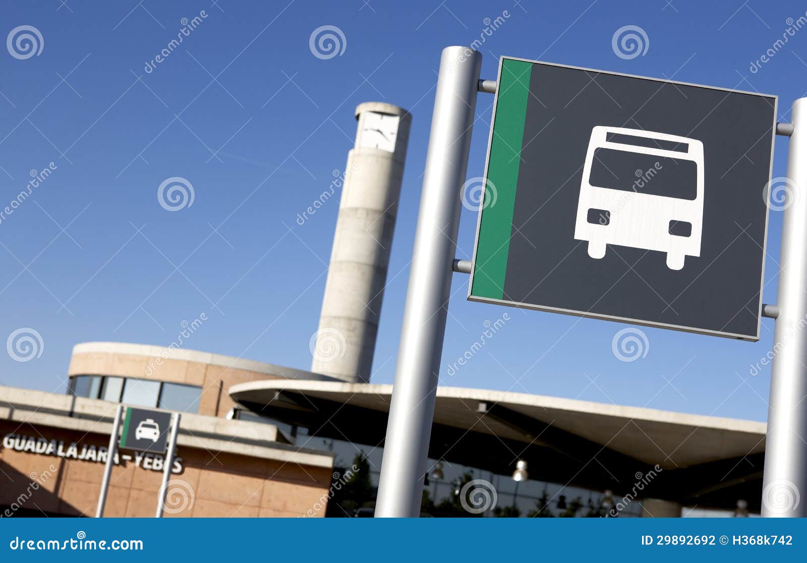 Bus Signpost on a Railway Station Stock Photo - Image of business ...