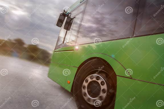 Bus speeding out of a city stock photo. Image of traffic - 76745668
