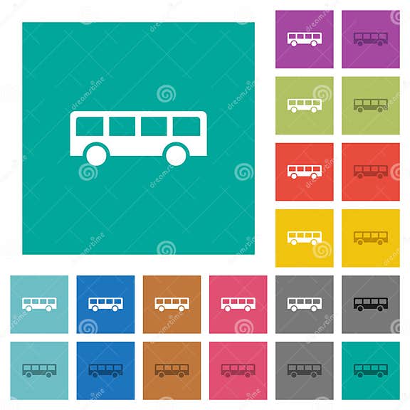 Bus Square Flat Multi Colored Icons Stock Vector - Illustration of ...