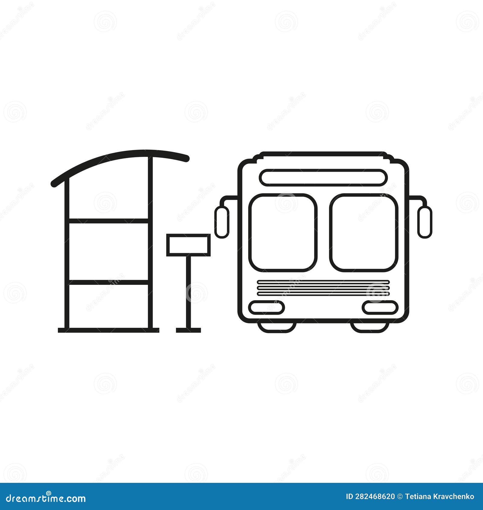 Bus Station Icon, Bus Stop, View Front. Vector Illustration. Stock ...