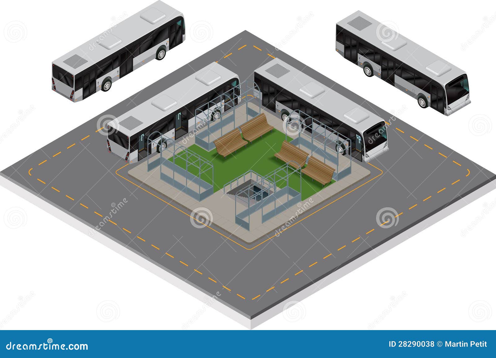 Bus station Isometric stock vector. Illustration of transportation ...