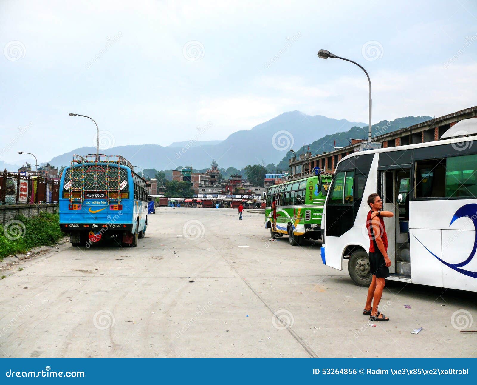 Bus station in Kathmandu editorial photo. Image of electric - 53264856