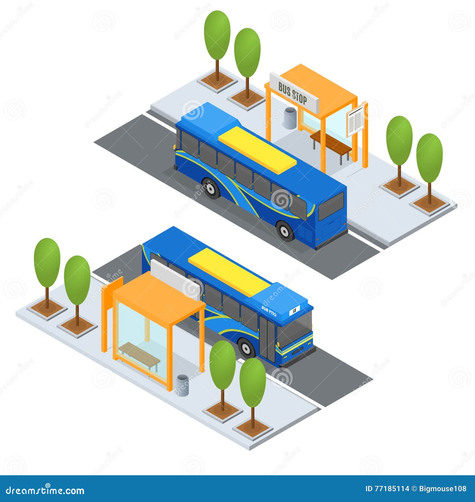 Bus Station and Public Transportation. Vector Stock Vector ...