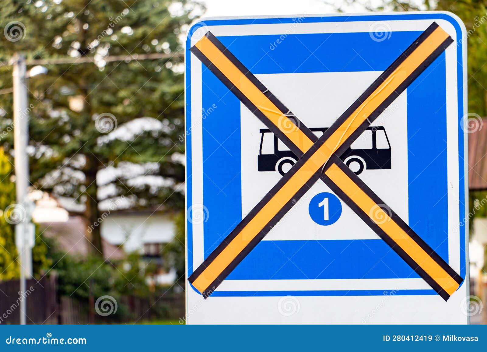 Bus Station Sign with Temporary Restriction. Timetable Changes Stock ...
