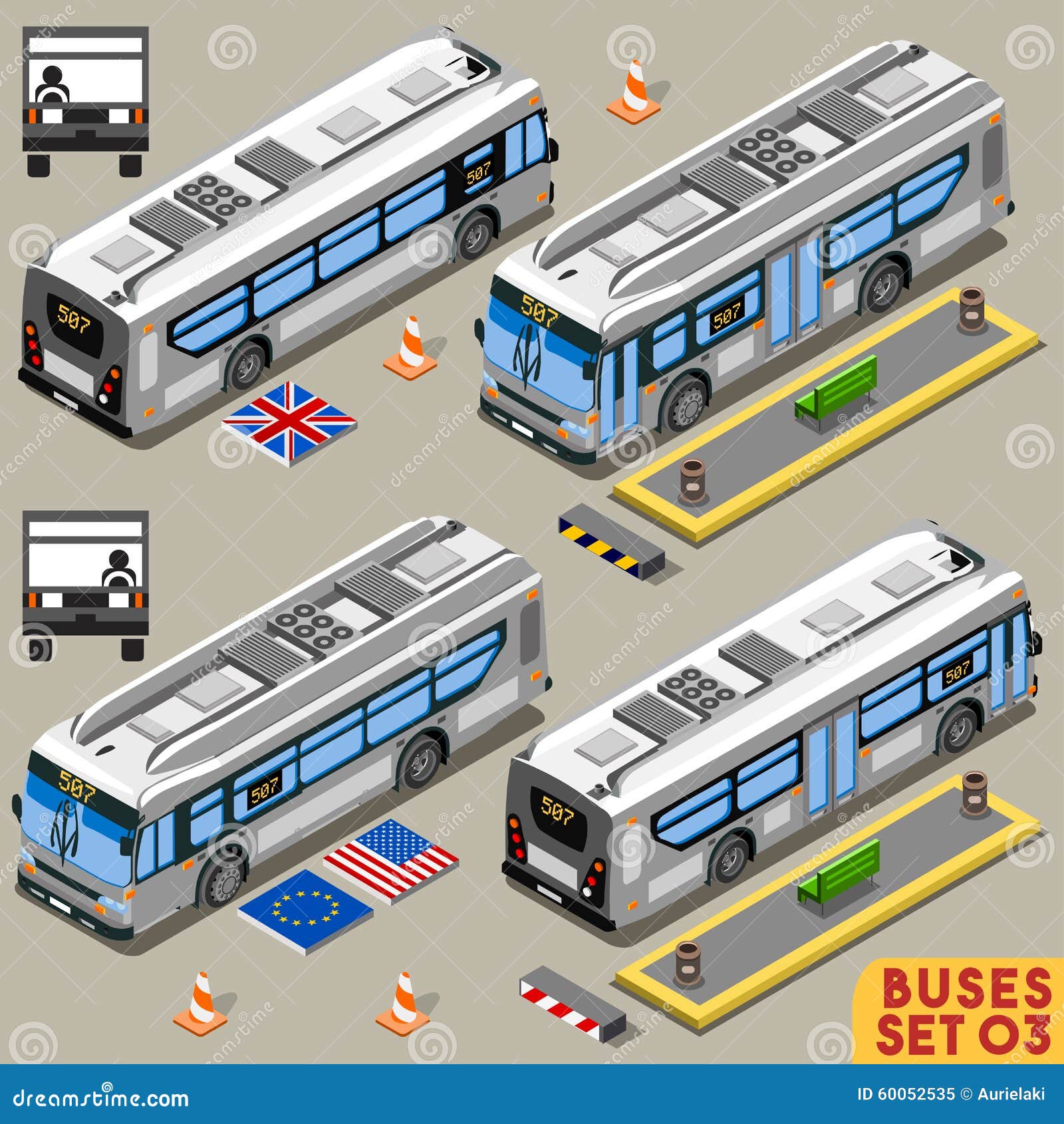 Bus Stellte Fahrzeug 03 Isometrisch Ein Vektor Abbildung - Illustration ...