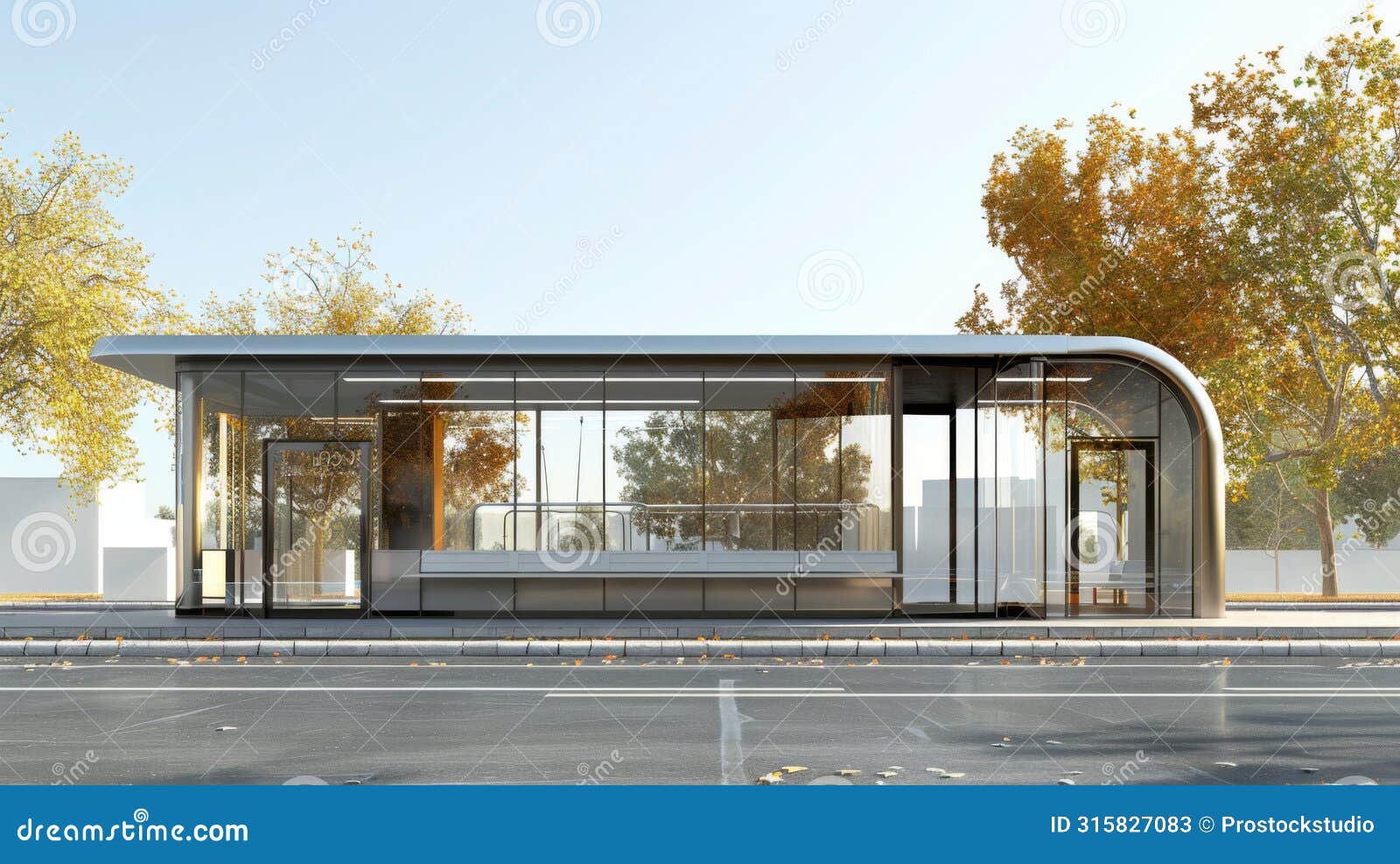 Bus Stop Alongside the Road Stock Image - Image of urban, station ...