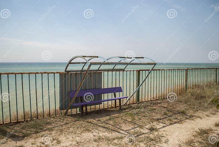 Bus stop on the beach stock image. Image of field, sand - 58421491