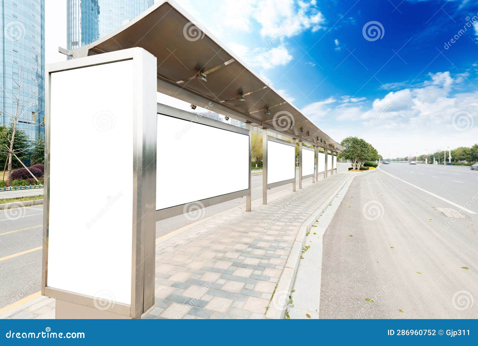 Bus stop billboard stock photo. Image of advertising - 286960752