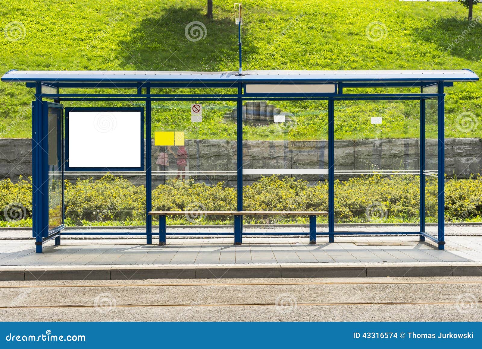 Bus stop with a billboard stock photo. Image of forest - 43316574