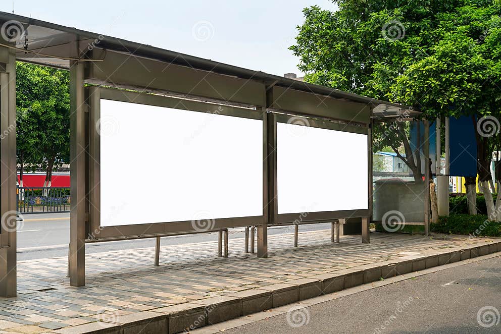 Bus stop billboard stock photo. Image of empty, information - 286924144