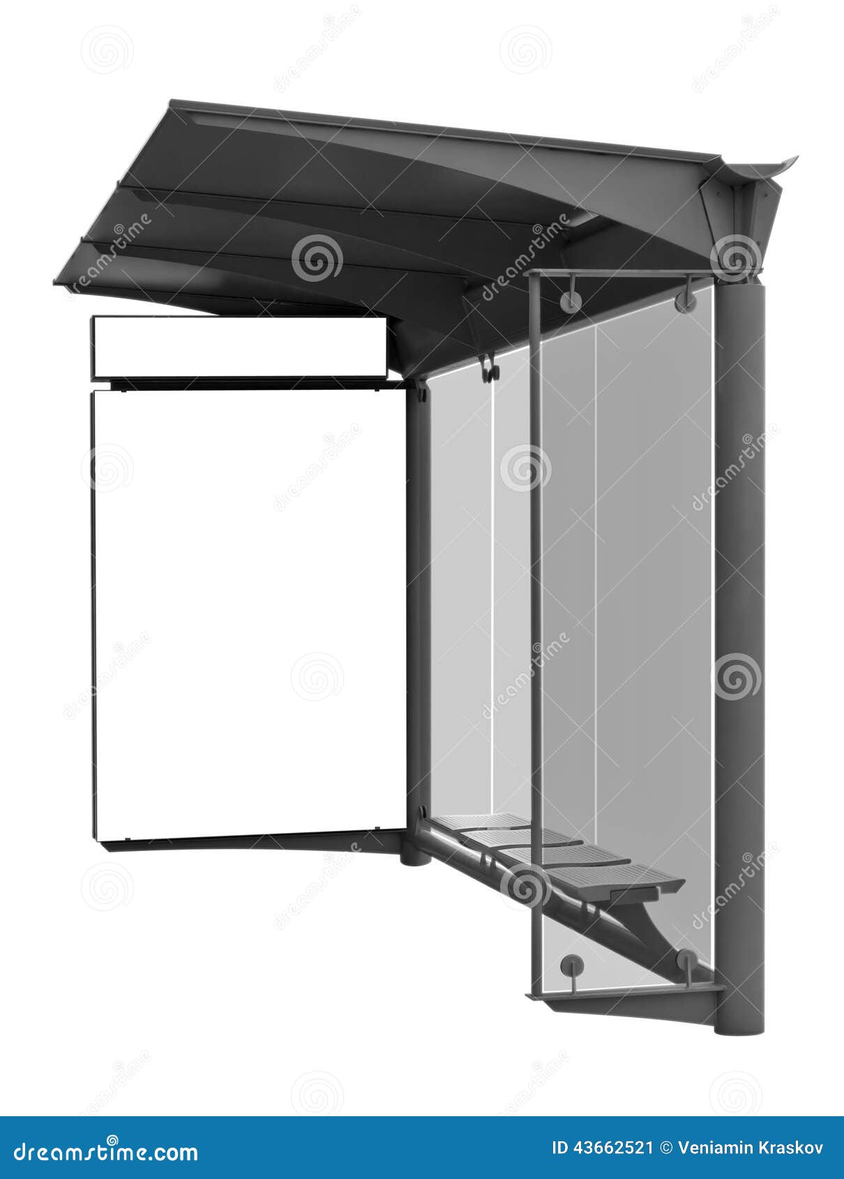 Bus Stop with Blank Banners Isolated Stock Image - Image of public ...