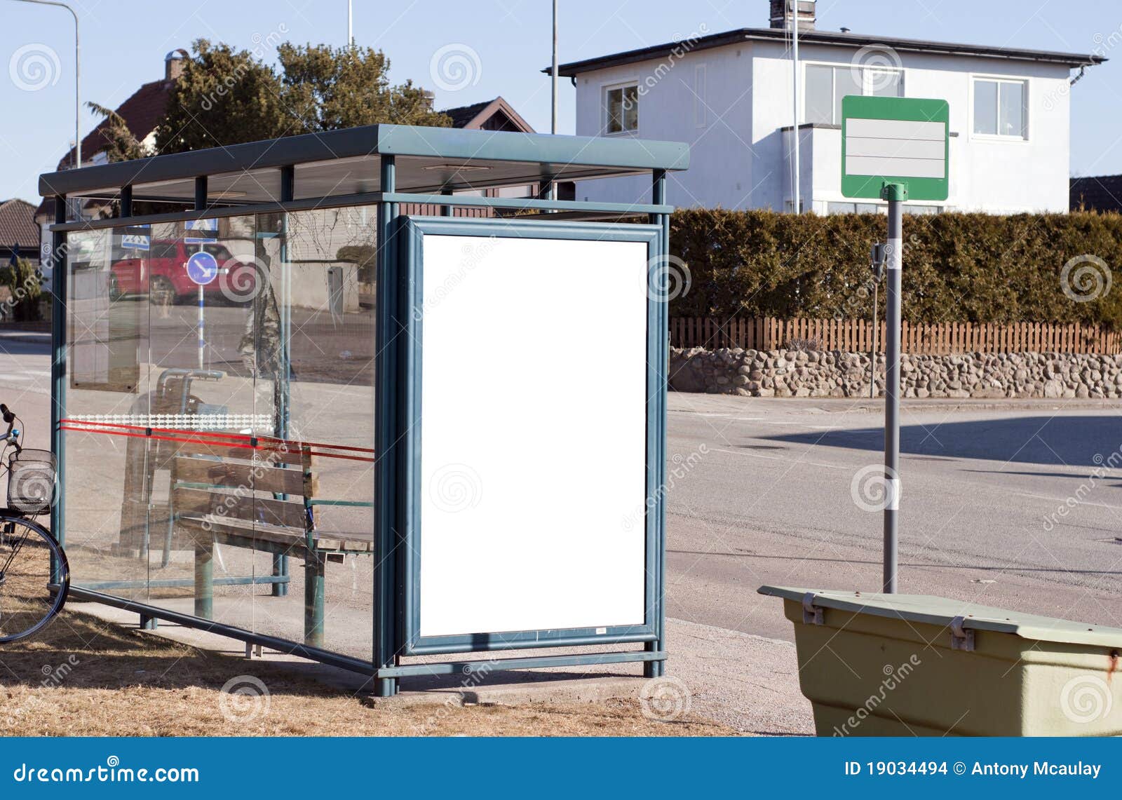 Bus stop with blank sign stock photo. Image of services - 19034494
