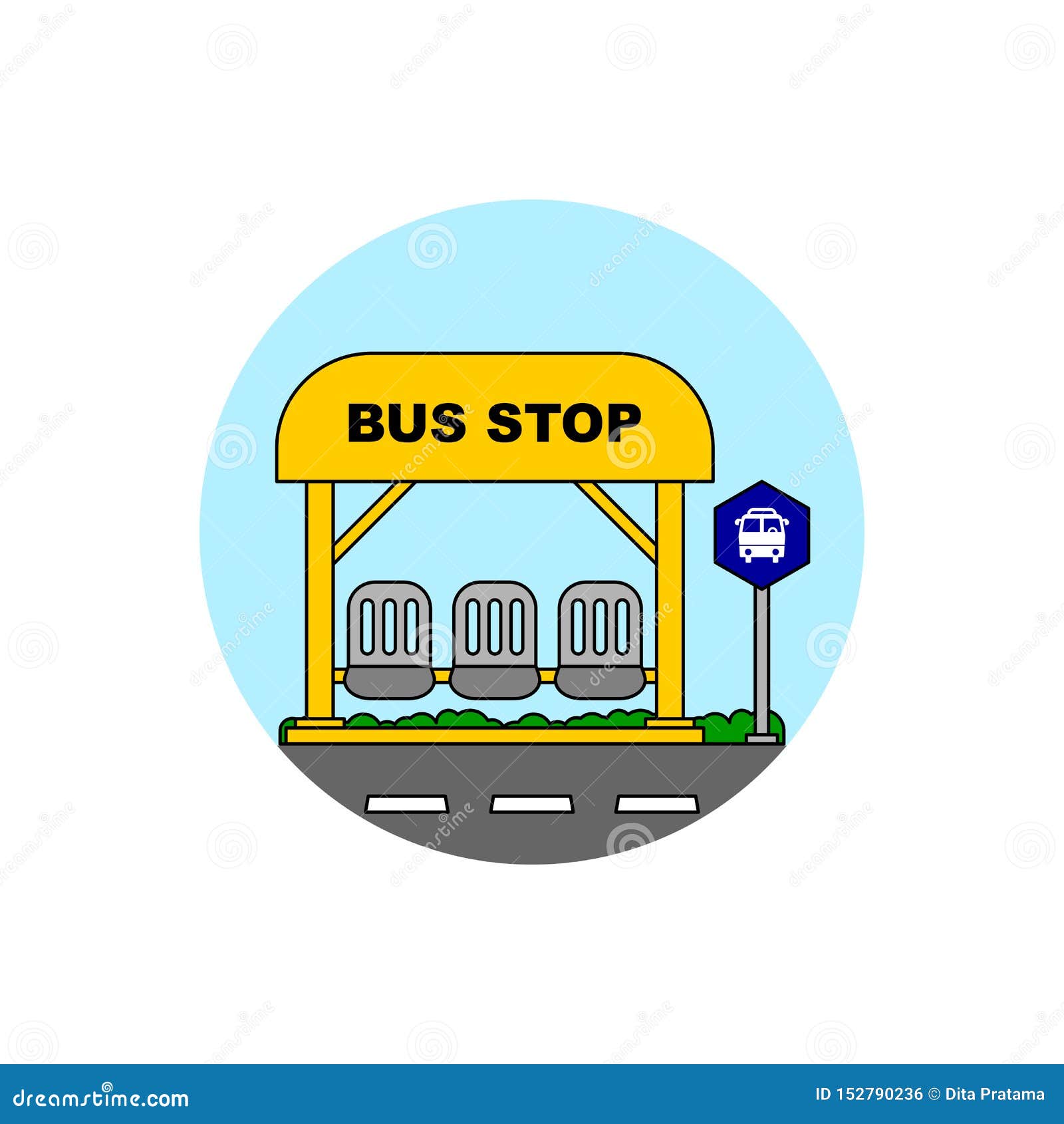 Bus stop building icon. stock illustration. Illustration of route ...
