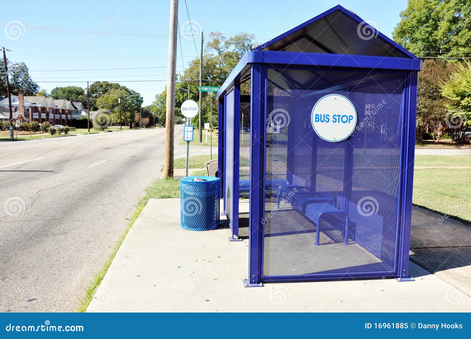 Bus Stop on City Street stock image. Image of transportation - 16961885