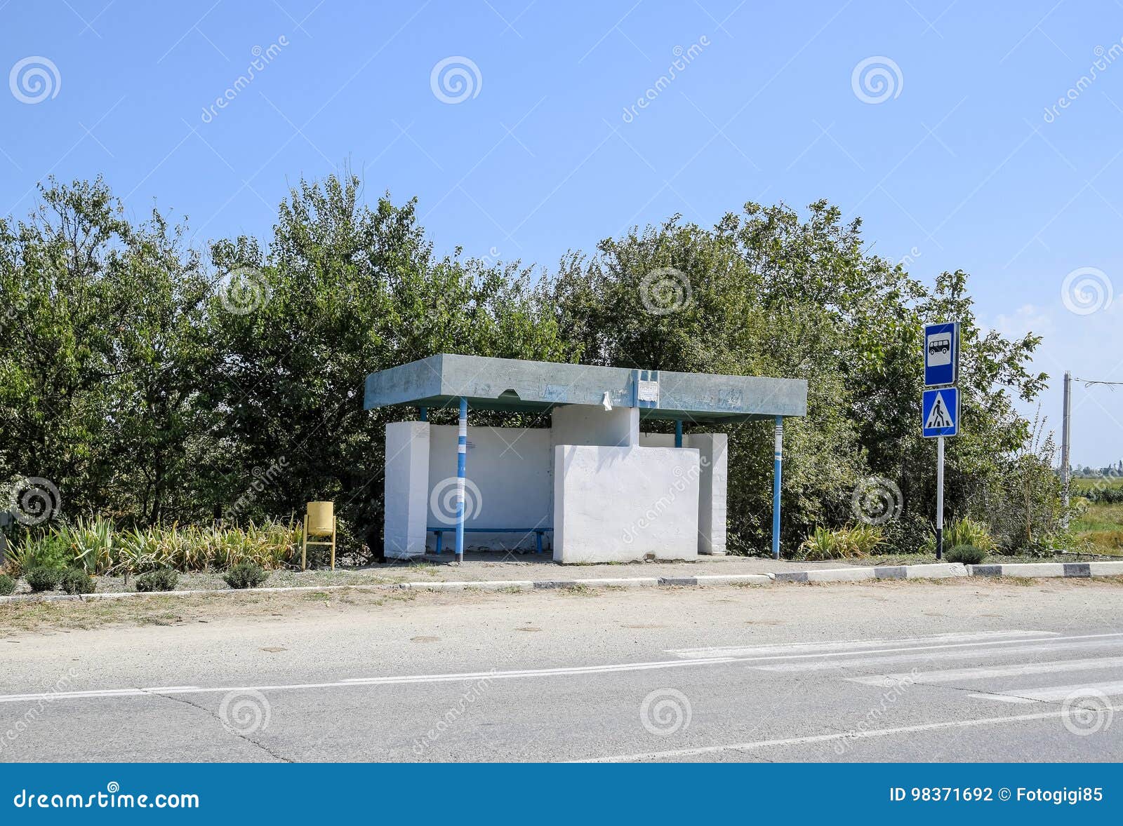 Bus Stop in the Countryside. Rural Landscape. Stock Photo - Image of ...
