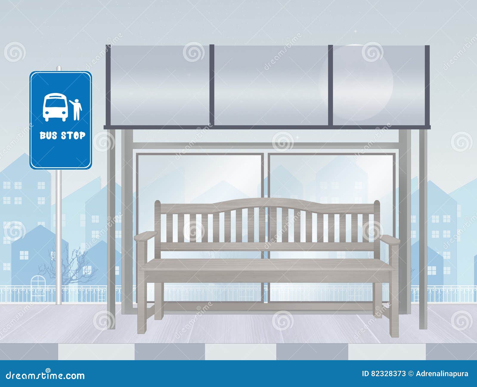 Bus stop stock illustration. Illustration of station - 82328373
