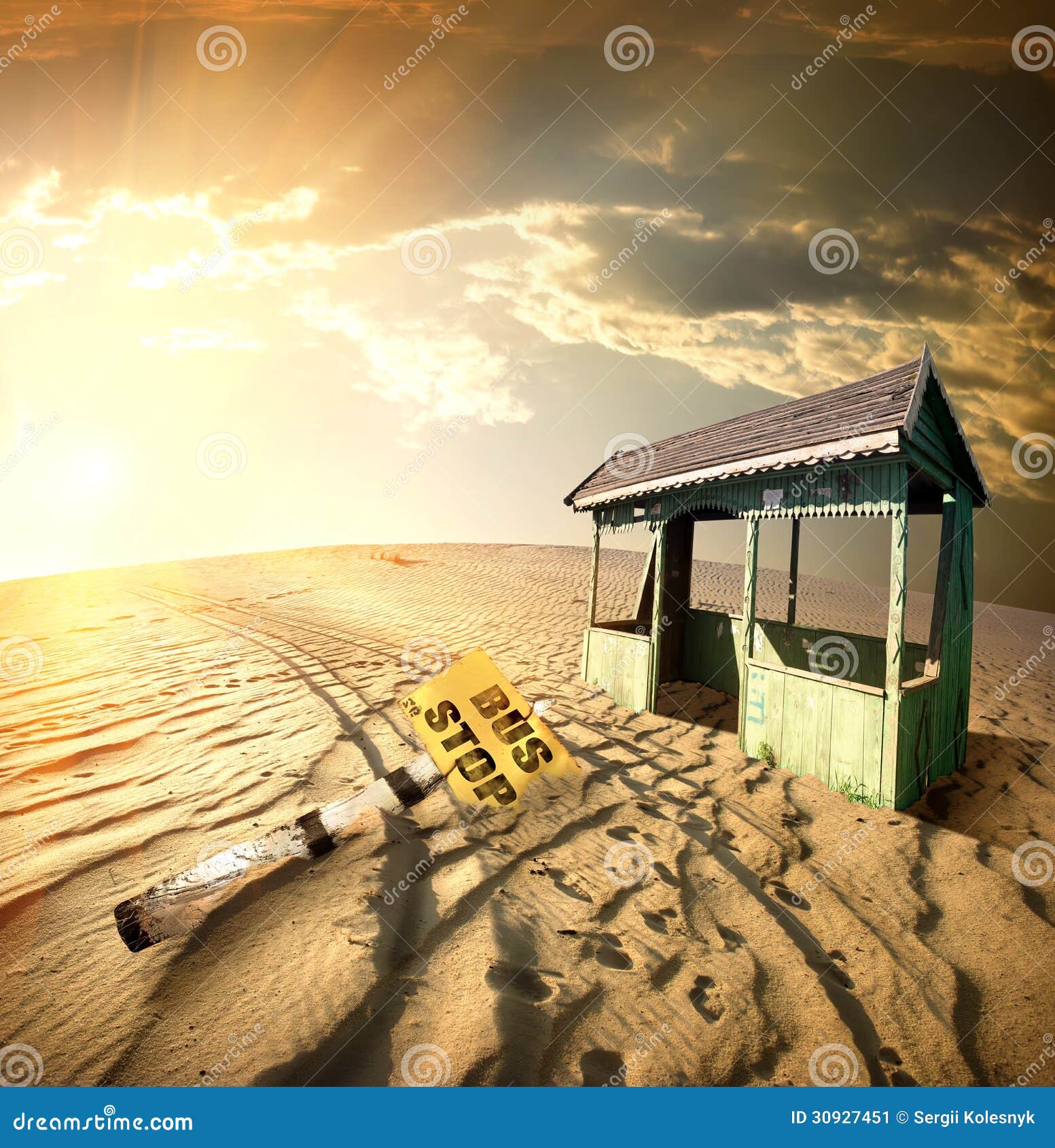 Bus Stop In The Desert Stock Image - Image: 30927451