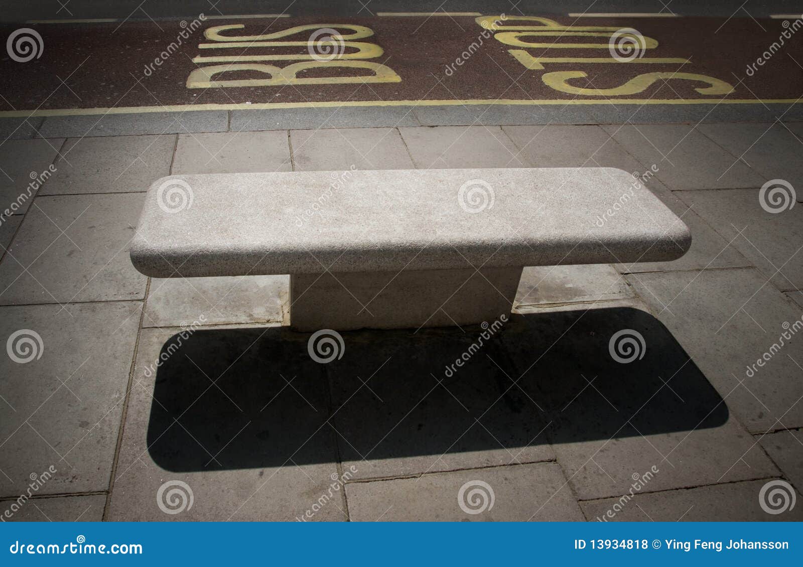 Bus stop with empty bench stock photo. Image of lane - 13934818