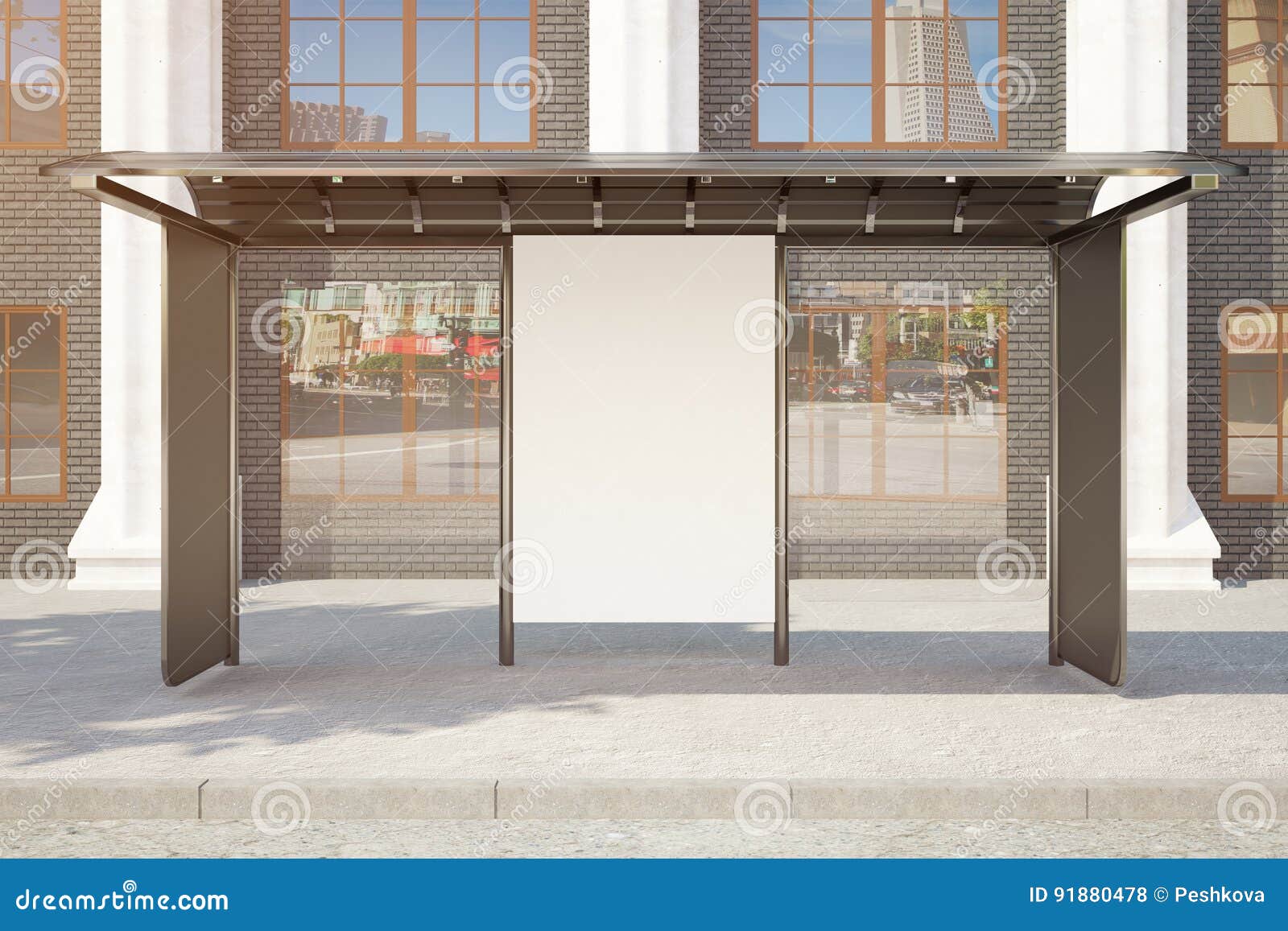 Bus stop with empty poster stock illustration. Illustration of ...