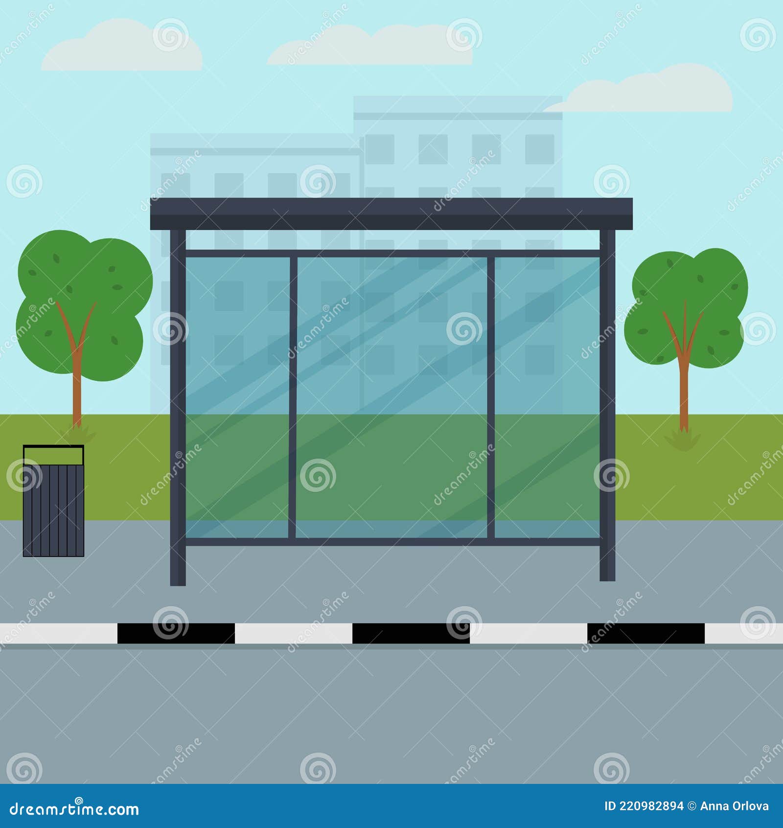 Bus stop stock vector. Illustration of element, design - 220982894