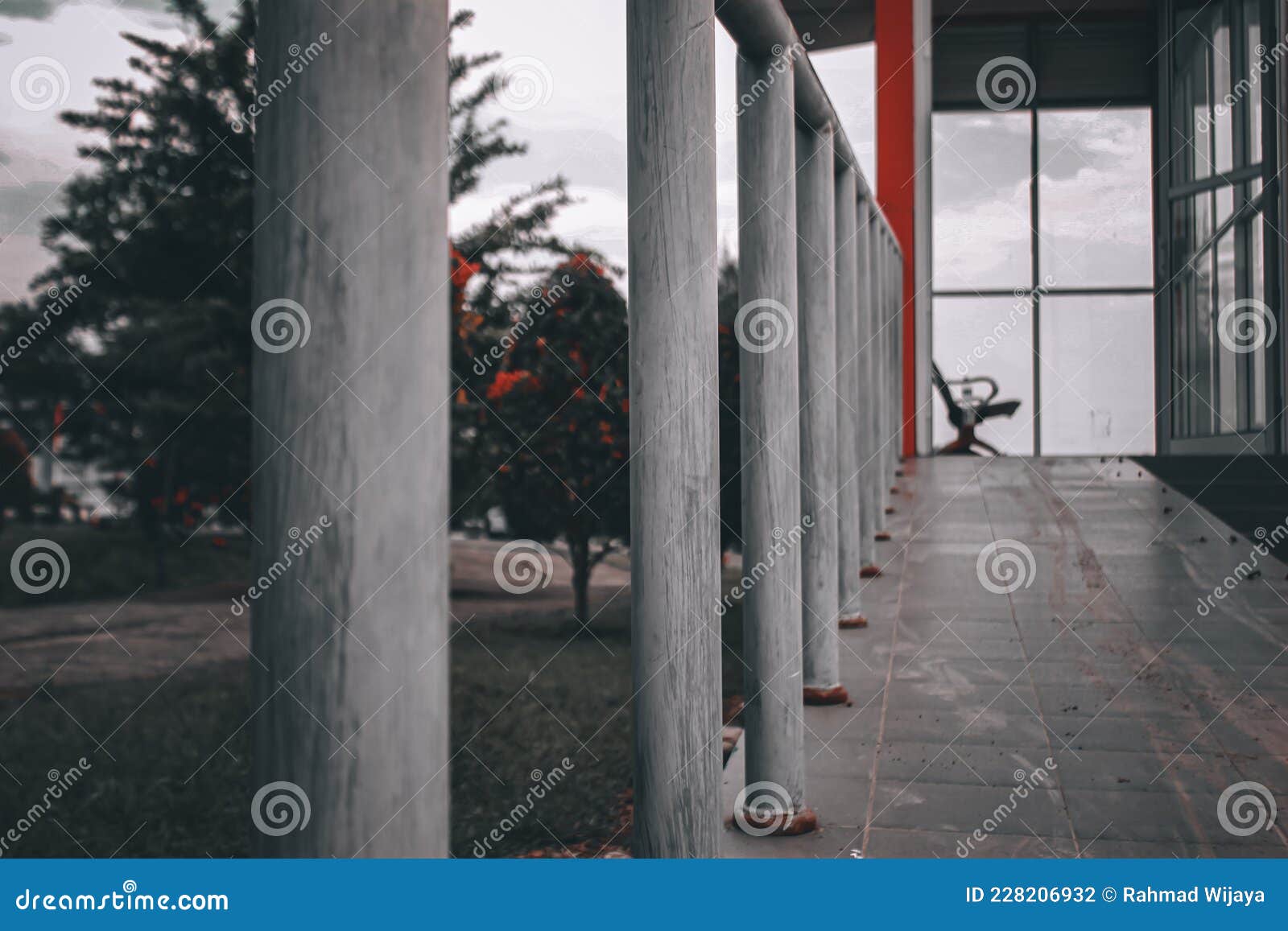 The Bus Stop in Front of the Campus Area Stock Photo - Image of ...