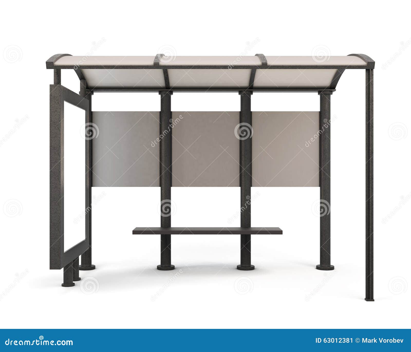 Bus stop - front view. 3d. stock illustration. Illustration of ...