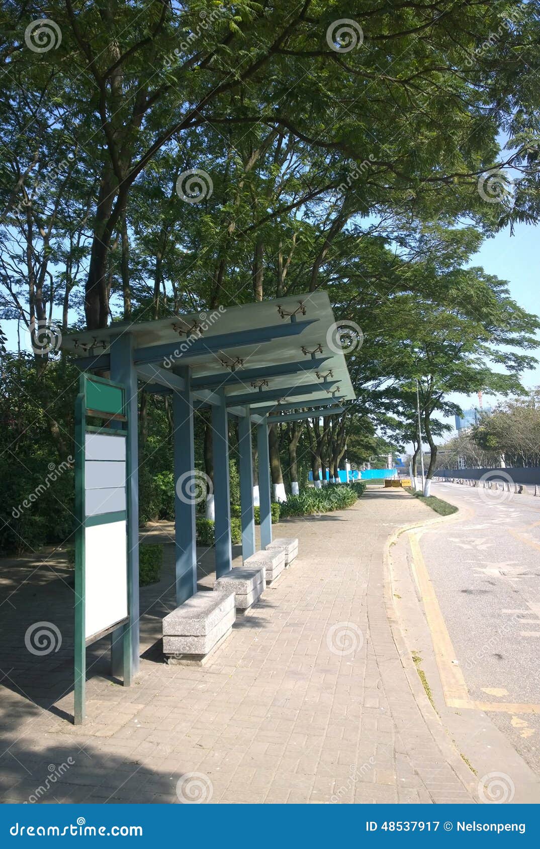 Bus stop stock image. Image of trees, stone, passenger - 48537917