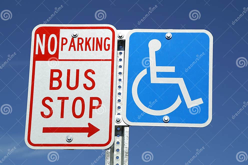 Bus Stop & Handicap Signs Stock Image - Image of sign, notice: 14375535
