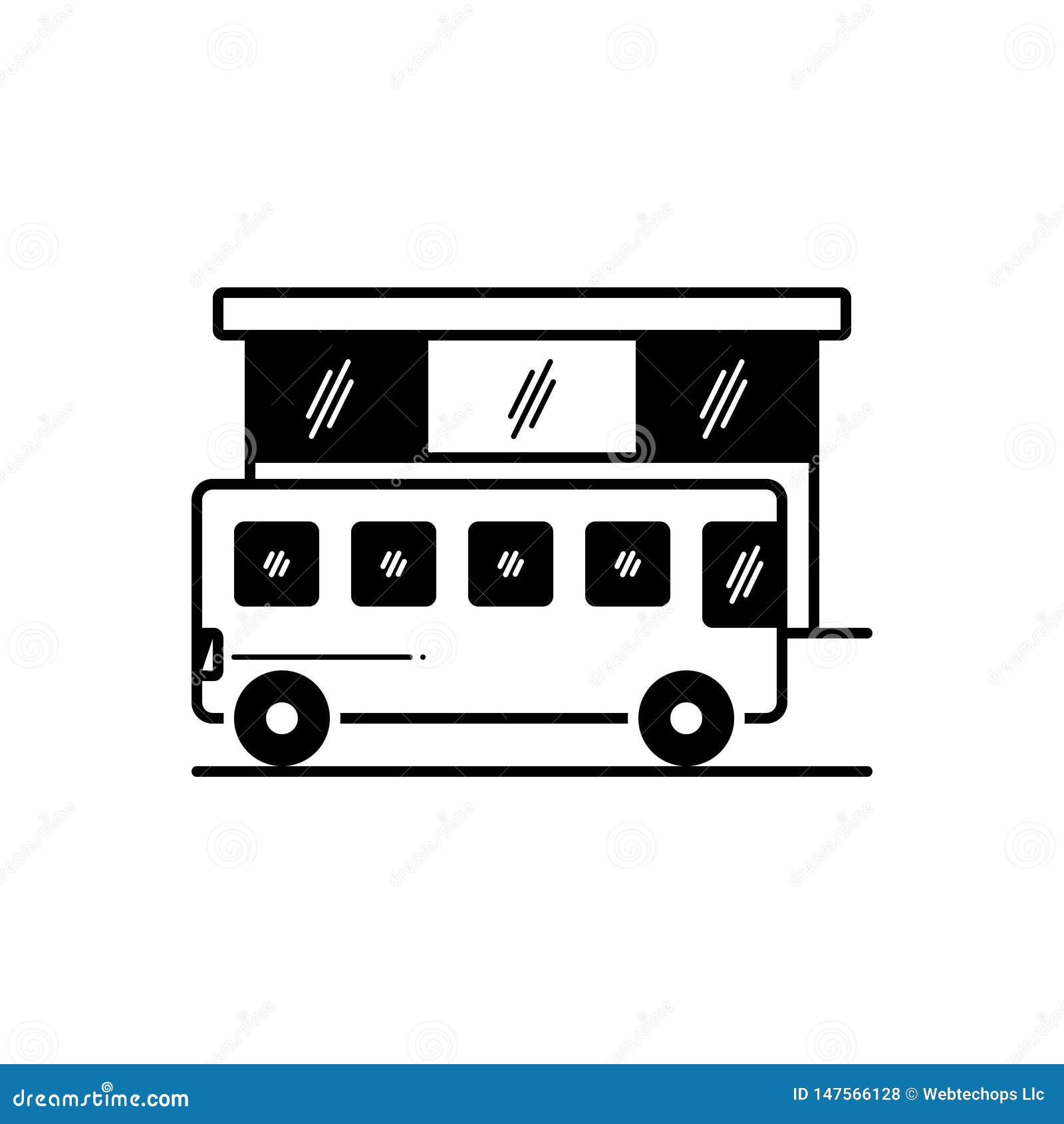 Black Solid Icon for Bus Stop, Station and Travel Stock Vector ...