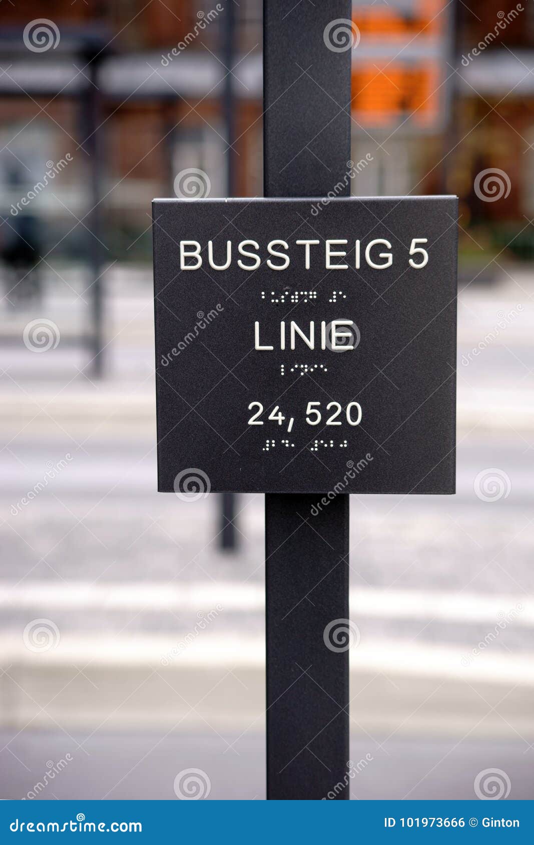 Bus Stop Information Sign with Braille Stock Photo - Image of ...