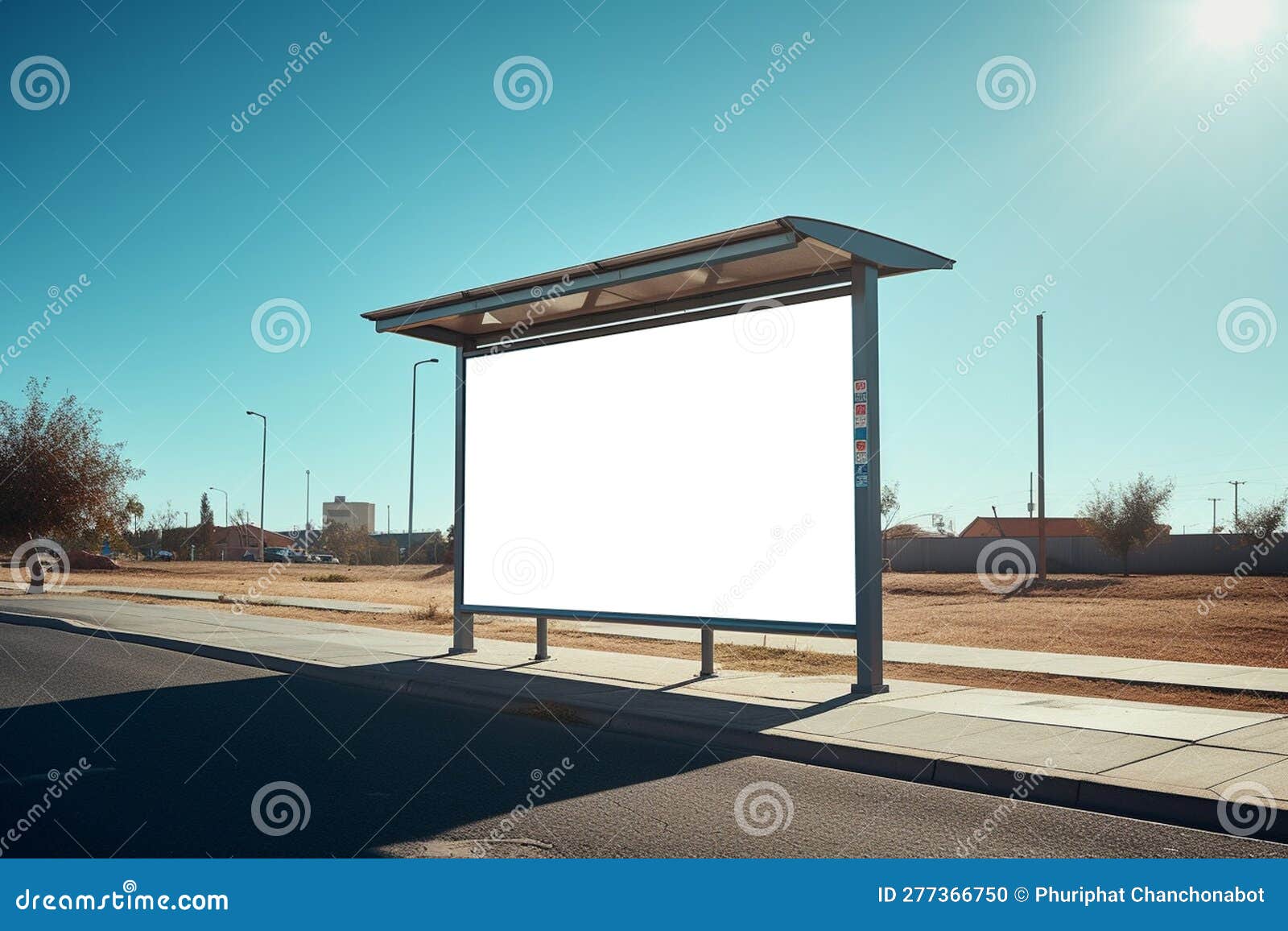 A Bus Stop with a Large Blank Billboard on the Pavement with Generative ...