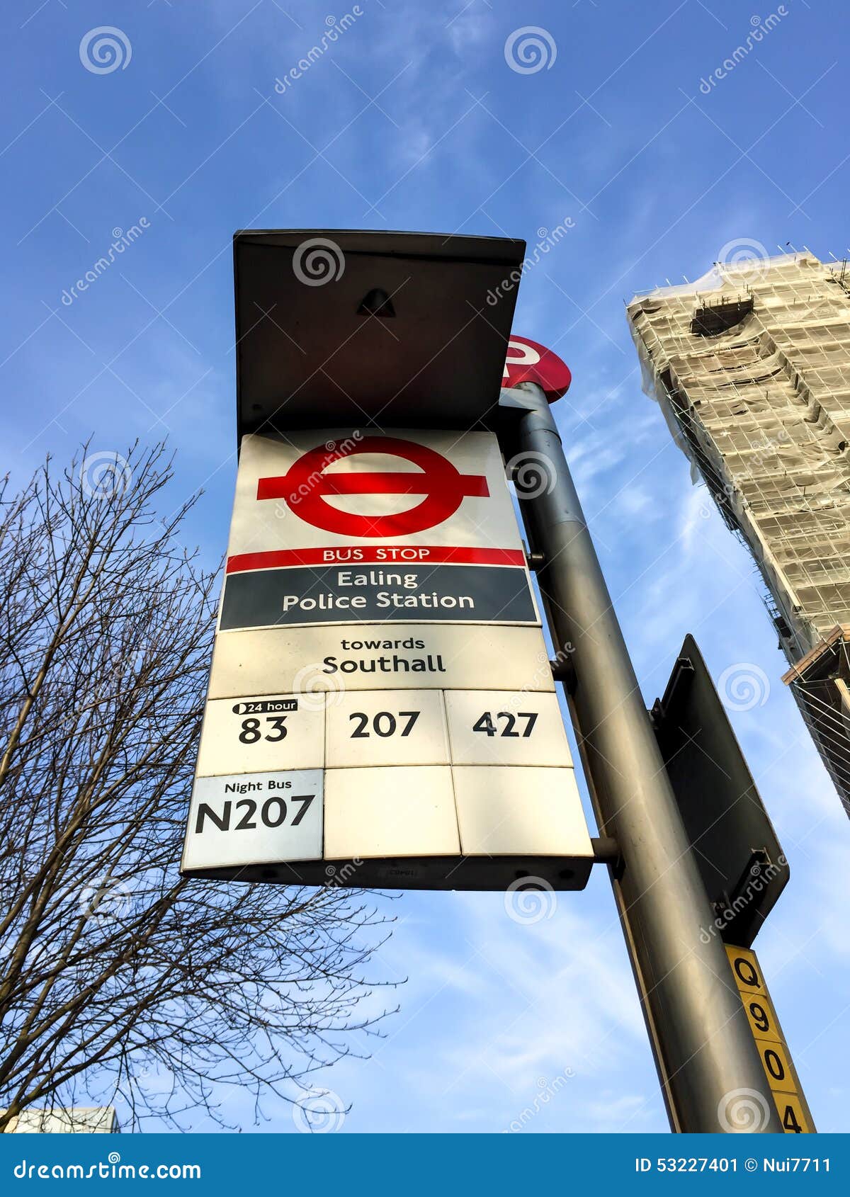 Bus stop in London editorial photo. Image of city, modern - 53227401