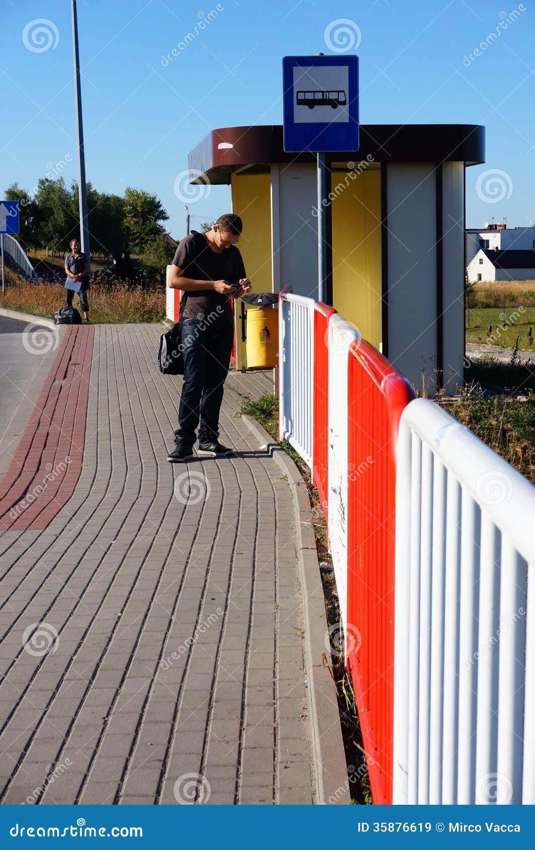 Bus stop editorial stock image. Image of person, white - 35876619