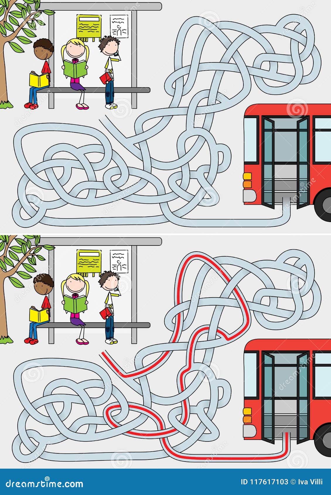 Bus stop maze stock vector. Illustration of waiting - 117617103