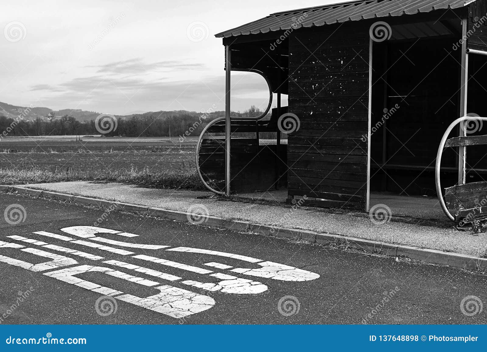 Bus Stop in the Middle of Nowhere Stock Photo - Image of people ...