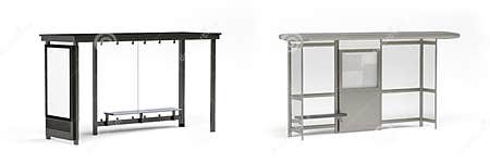 Bus Stop Mockup - Two Types of Bus Stops Isolated on White Background ...